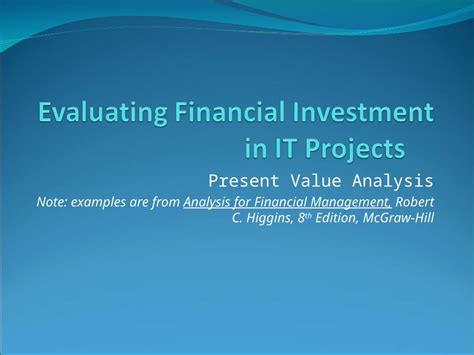 Ppt Present Value Analysis Note Examples Are From Analysis For
