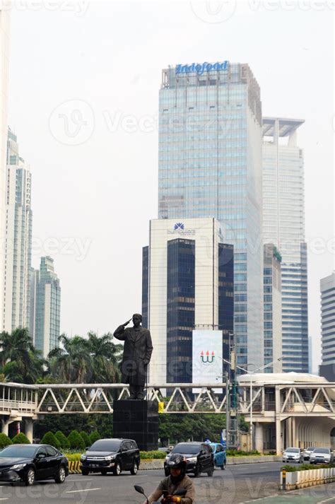 View Of The City Of Jakarta From A Height General Sudirman Statue