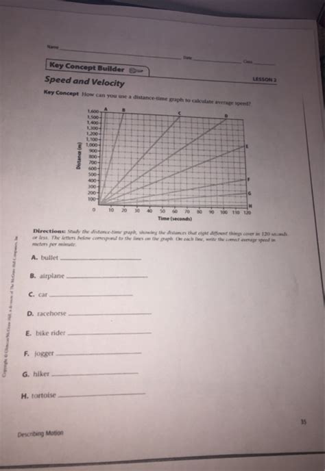 Solved Key Concept Builder Lesson 2 Speed And Velocity Ke
