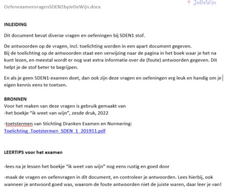 oefenvragen sden 1 jedewijn