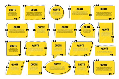 Premium Vector Set Of Yellow Isolated Quote Frames Speech Bubbles With Quotation Marks Blank