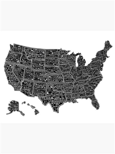 United States Map Poster By Fiberandgloss Redbubble