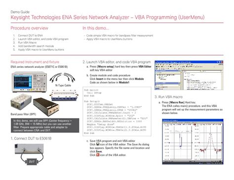 ENA Series Network Analyzer VBA Programming UserMenu PDF Asset Page