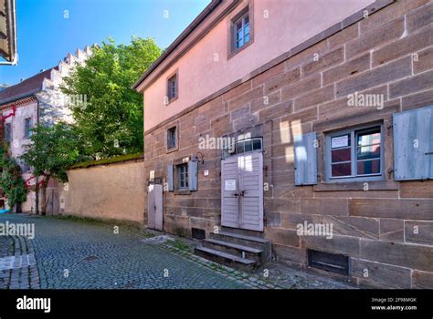 Kommunbrauhaus house facade alley Seßlach Franconia Bavaria