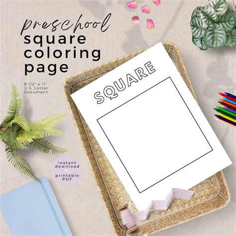 Square Shape Coloring Page Printable Preschool Square Coloring Sheet Easy To Color Basic