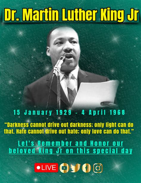 Martin Luther Mlk Day 2024 King Jr Template Postermywall
