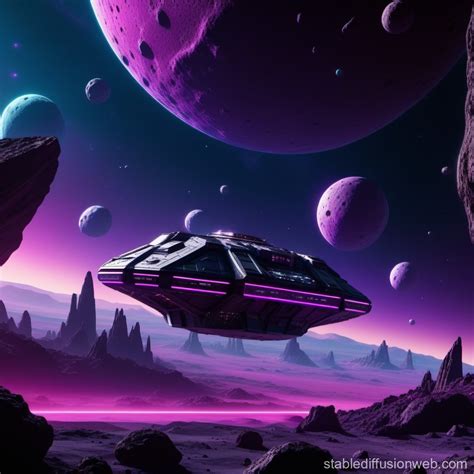 Cloaked Colony Ship In Asteroid Belt Stable Diffusion Online