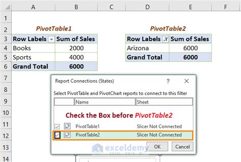 Fixed Report Connections Slicer Not Showing All Pivot Tables