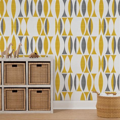Field In Color Mustard Wallpaper Spoonflower Grey And Cream