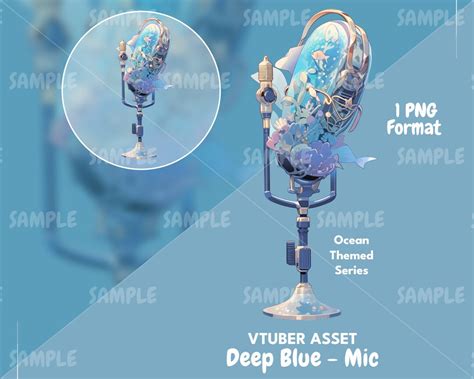 Ocean Vtuber Mic Asset Deep Blue Series Png Etsy