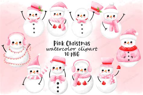 Pink Christmas Snowman Clipart Graphic By Saltyarts · Creative Fabrica