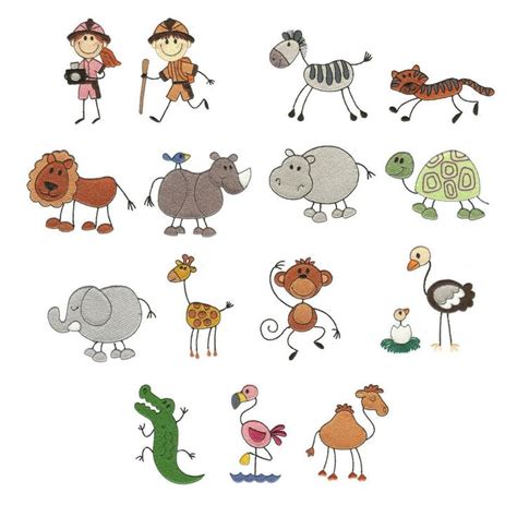 Stick Figure Safari Machine Embroidery Designs Designs By Juju