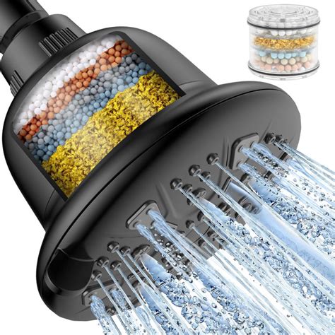 Fetlod Filtered Shower Head Matte Black High Pressure Shower Head With