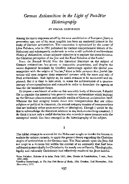 Pdf Ismar Schorsch “german Antisemitism In The Light Of Post War