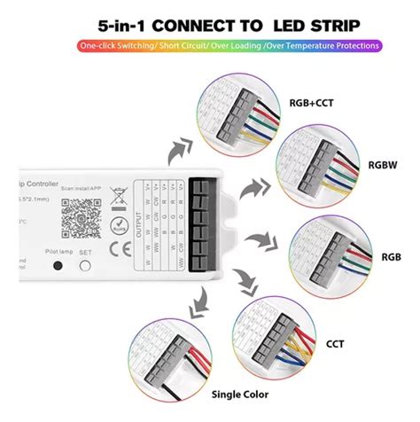 Kit De Control Remoto Wifi Bt Rf Para Tira Led Rgb Cct Rgbw Cuotas sin interés