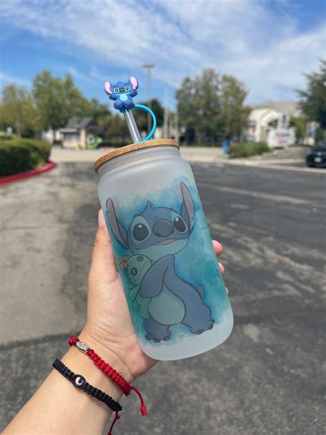 Vaso de vidrio esmerilado con topper de paja Tapa de bambú Etsy España