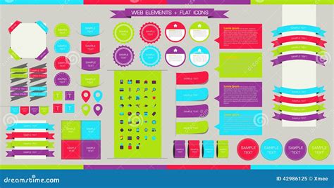 vector web elements buttons and labels site navigation flat icons