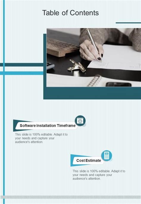 Table Of Contents Enterprise Software Proposal Template One Pager