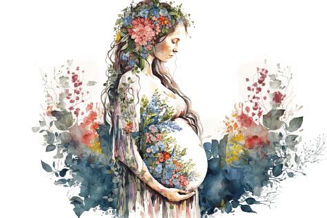Beautiful Pregnant Mother Watercolor 5 Graphic By 1xmerch · Creative