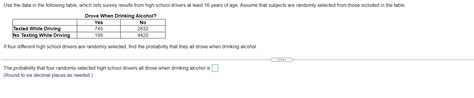 solved use the data in the following table which lists