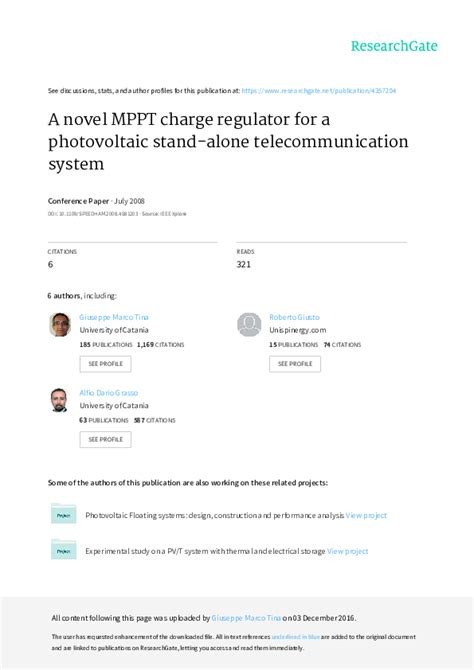 Pdf A Novel Mppt Charge Regulator For A Photovoltaic Stand Alone