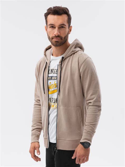 Men S Zip Up Sweatshirt Beige B1145 MODONE Wholesale Clothing For Men