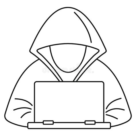 Hacker Laptop Icon Outline Style Stock Vector Illustration Of