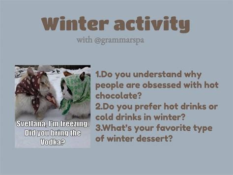 English Winter Speaking Card Activity Grammarspa про грамматику Английского языка на Миро