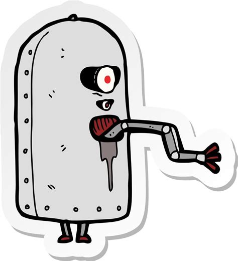 Pegatina De Un Viejo Robot Torpe De Dibujos Animados 11291083 Vector En