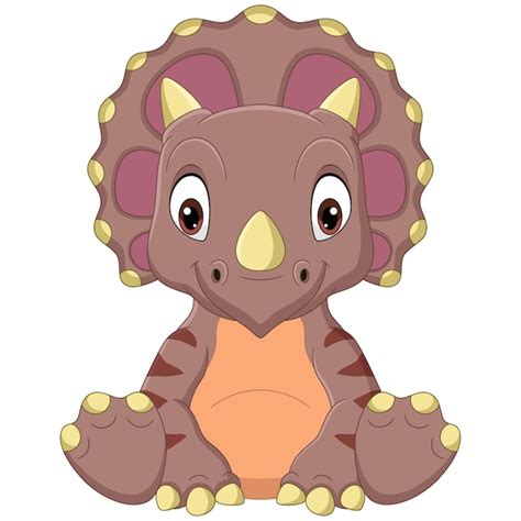 Dibujos animados bebé triceratops dinosaurio sentado Vector Premium