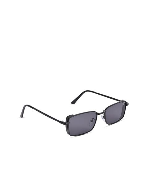 Buy Voyage Unisex Black Lens And Black Rectangle Sunglasses With Uv