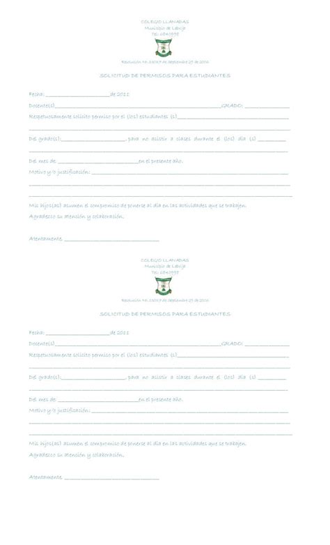 Ejemplo De Carta De Solicitud De Permiso Estudiantil Coleccion De