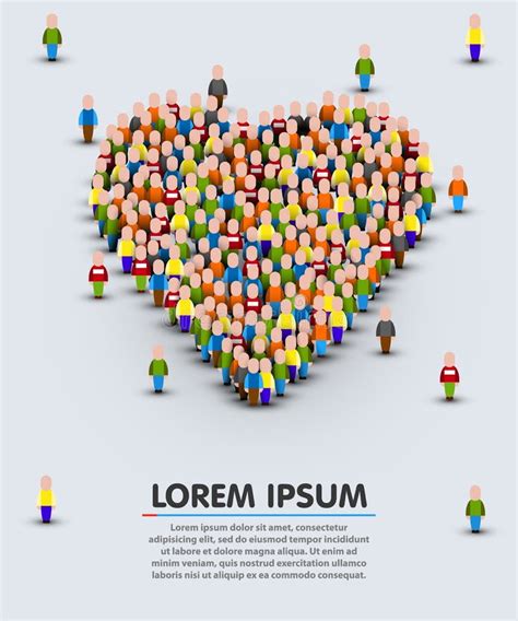Grupo De Personas Grande En La Forma De La Muestra Del Corazón