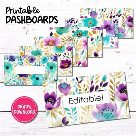 A6 Printable Dashboards Budget Binder Envelope Inserts Floral 7