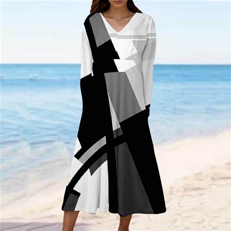Cavosen Maxi Dresses For Women Long Sleeve Black Fashion Dress High