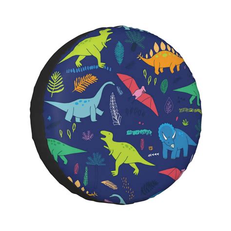Kll Dinosaurs Adventure With Palms And Tropical Leaves Tire Cover