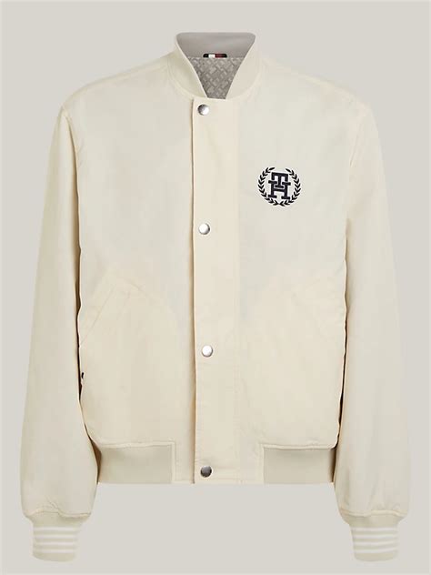 Water Repellent Reversible Varsity Bomber Jacket Beige Tommy Hilfiger