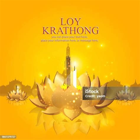 Loy Krathong 축제 에서 건물 와 랜드마크 태국 배너 통하고 있는 금 벡터 일러스트 레이 션 배경 태국의 문화 0명에 대한 스톡 벡터 아트 및 기타 이미지 Istock