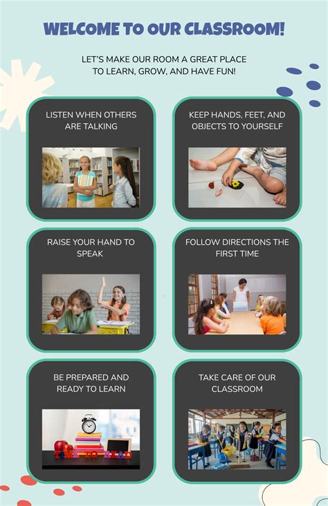 Free Kindergarten Classroom Rules Poster Template To Edit Online