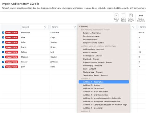 Importing Additions Using Csv File Brightpay Documentation