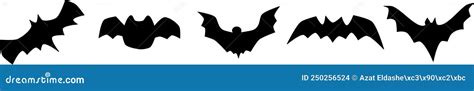 Vector Set Of Cliparts Of Bats In Different Poses For Halloween Stock