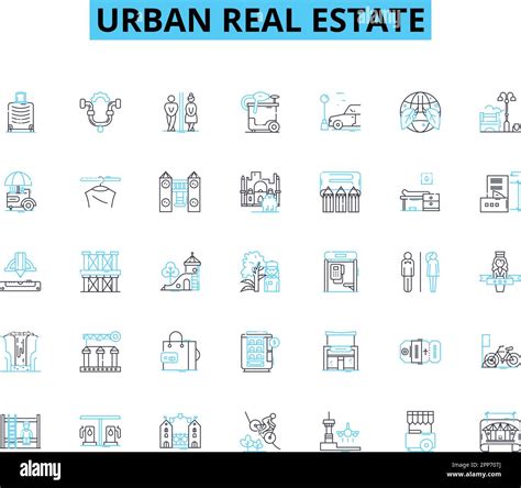 Urban Real Estate Linear Icons Set Gentrification Revitalization