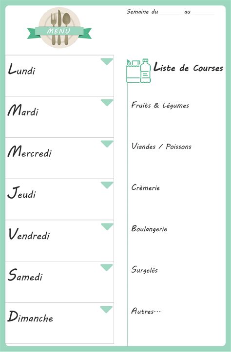 Idées de menus à imprimer pour toutes les occasions