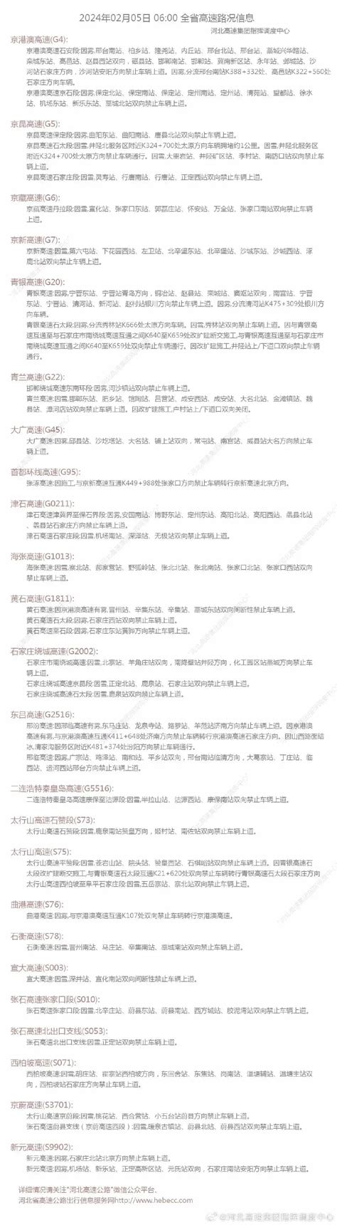 因雾，河北多条高速站口关闭｜出行信息早知道澎湃号·政务澎湃新闻 The Paper