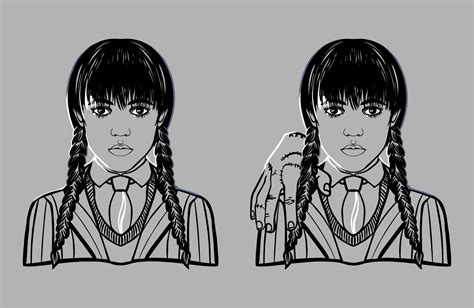 Wednesday Happy Halloween Girl With Braids Vector Wednesday Addams