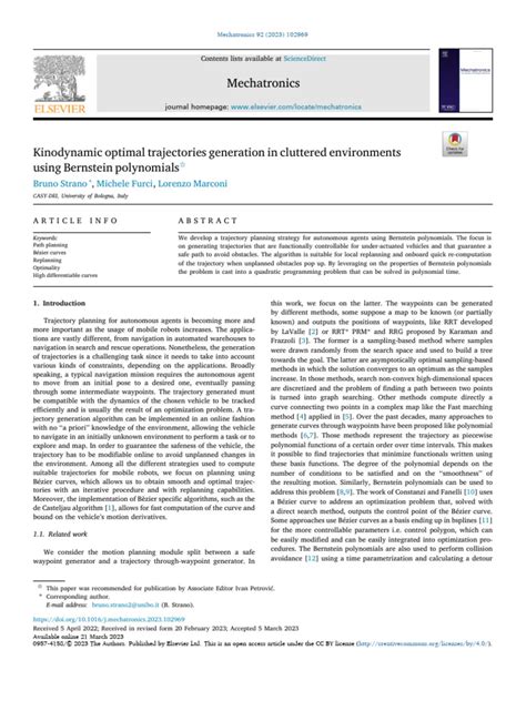 Kinodynamic Optimal Trajectories Generation In Cluttered Enviro 2023