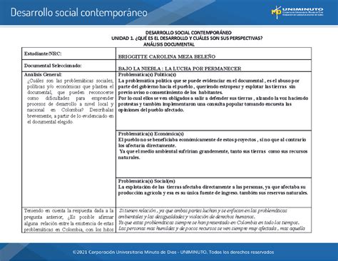 Uni1 act4 ana doc TRABAJO DESARROLLO SOCIAL CONTEMPORÁNEO UNIDAD 1 QUÉ ES EL DESARROLLO Y