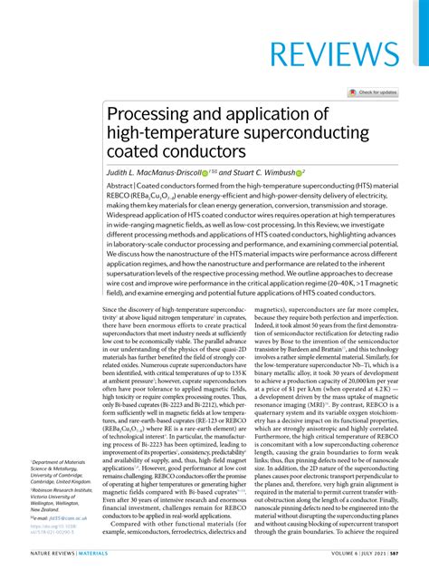 Pdf Processing And Application Of High Temperature Superconducting Coated Conductors