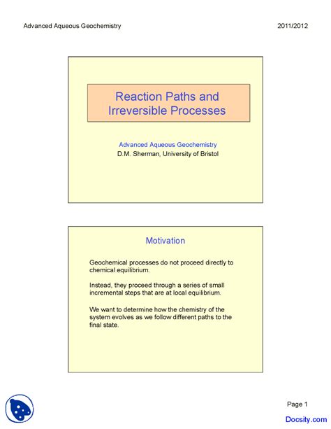 Reactionpaths Geochemistry Lecture Slides Docsity