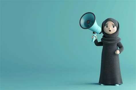 A Woman In A Black Dress Holding A Megaphone Premium Ai Generated Image
